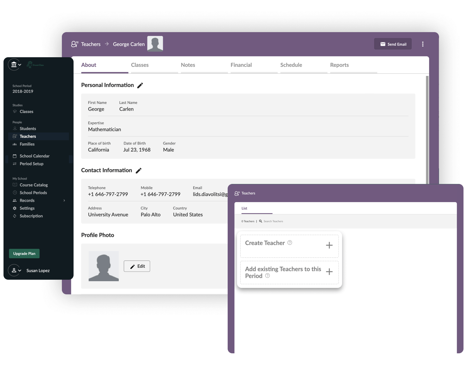Teacher Management - Features - DreamClass